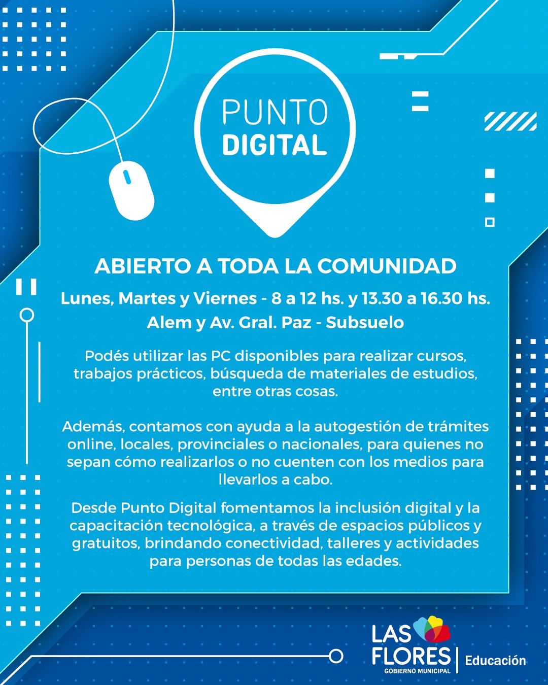 PUNTO DIGITAL: ABIERTO A TODA LA COMUNIDAD - LasFloresDigital